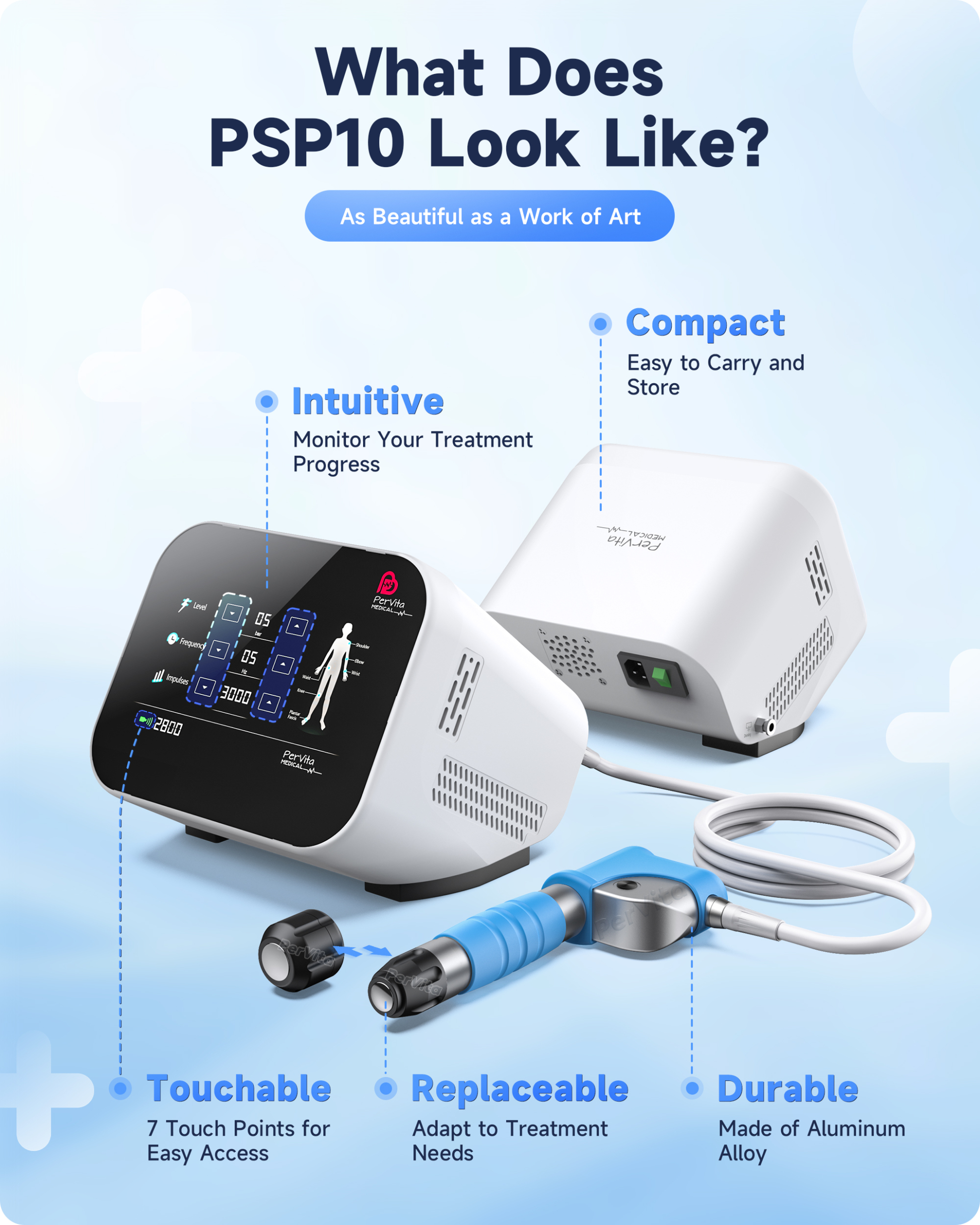 PerVita Medical Extracorporeal Shock Wave Therapy Machine PSP10 ...