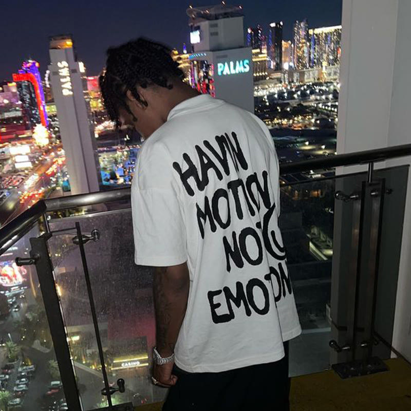 100% Cotton Havin Motion Not Emotions Print T-shirt