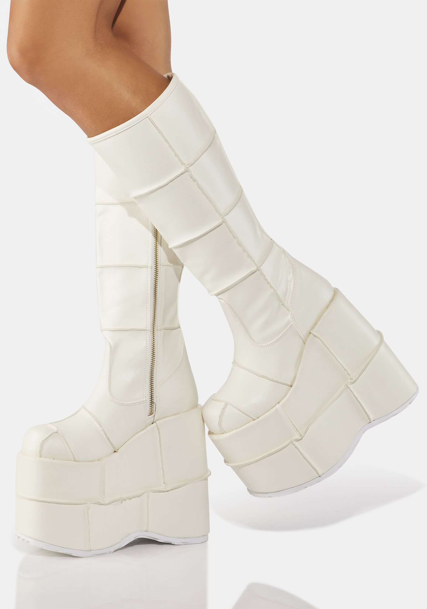 White Stack Platform Boots