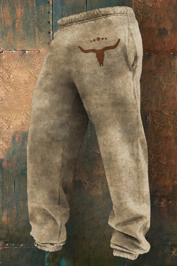 Western Star Bull Head Print Sweatpants