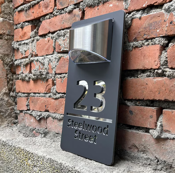 Personalized Door Plaque Solar House Number Sign
