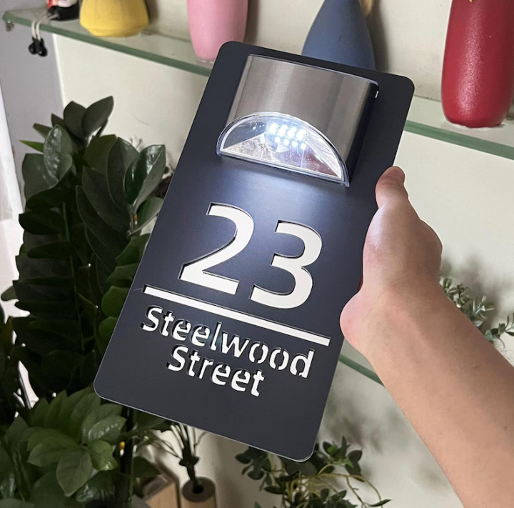Personalized Door Plaque Solar House Number Sign