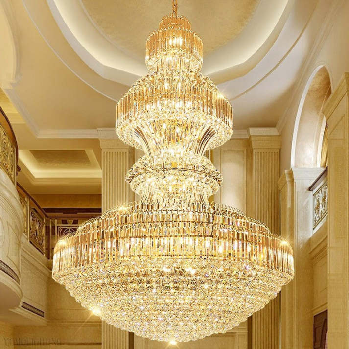 Luxury Extra Large Round Ceiling Lighting Fixture Stately Crystal Chan ...