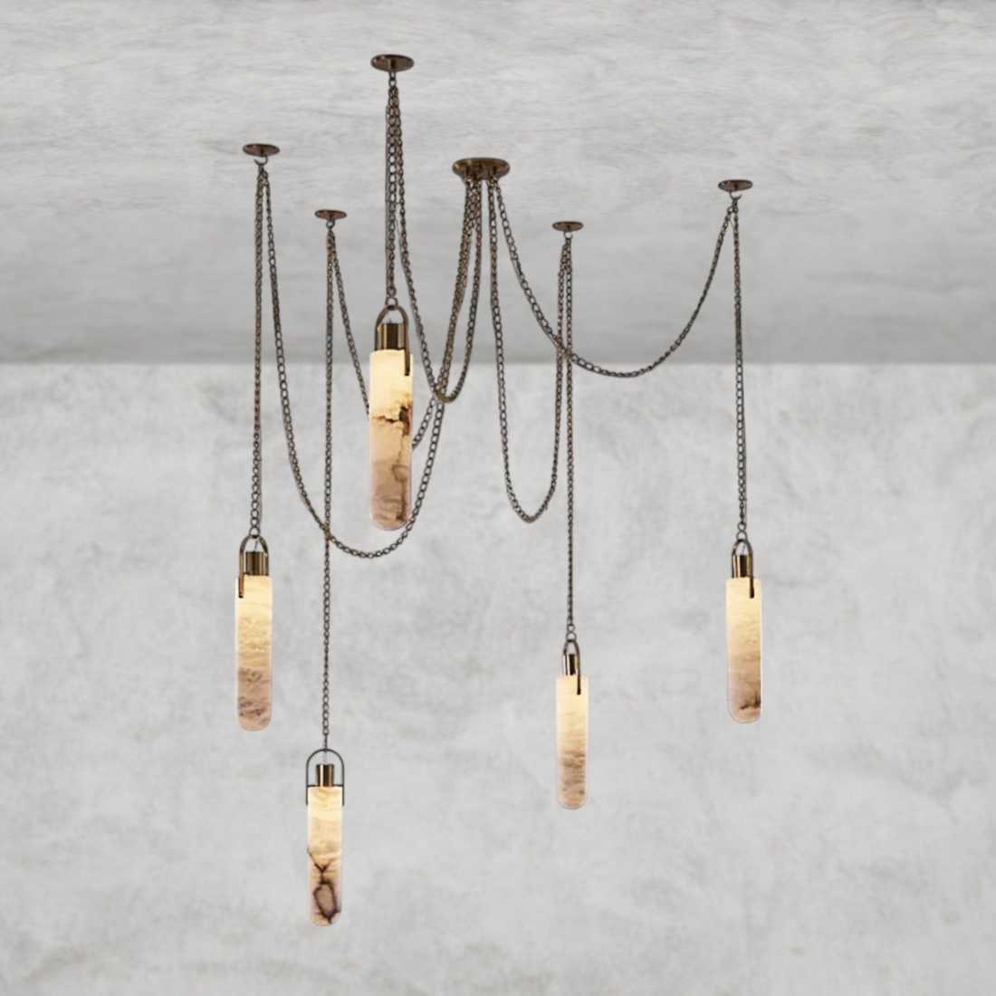 Theresa AlabasteR 5 Light LED Multi-Drop Modern Hanging Pendant Lighti ...