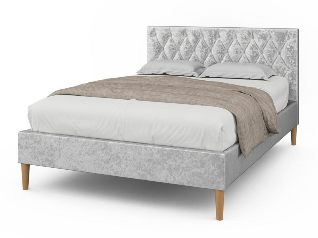 Hilton Crushed Silver Velvet Bed | Single, Double & King Size | Crazy ...