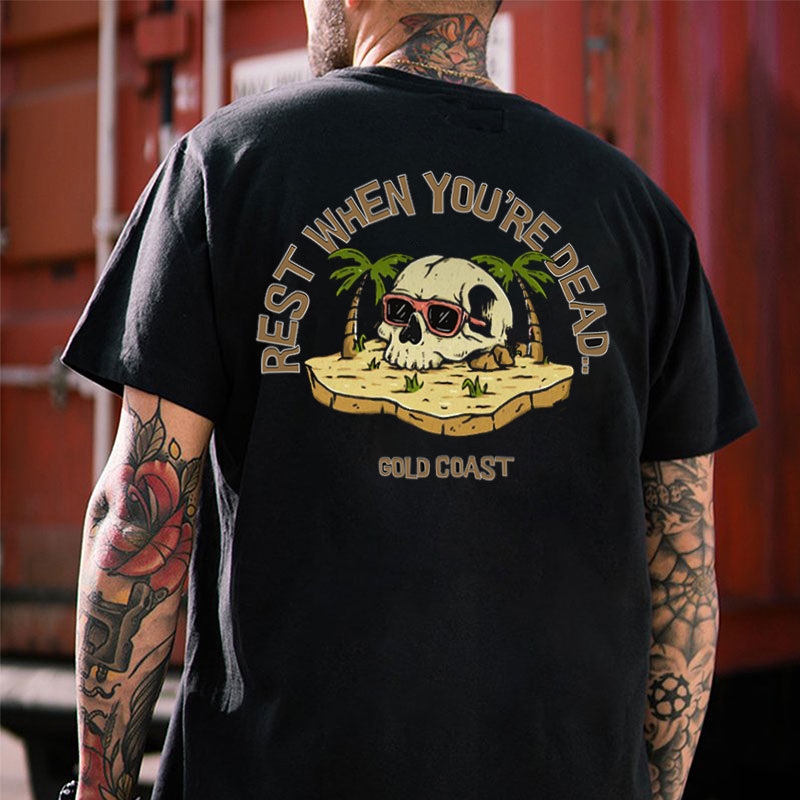 REST WHEN YOU'RE DEAD Skull Island Print Men's T-Shirt – gomotoshine