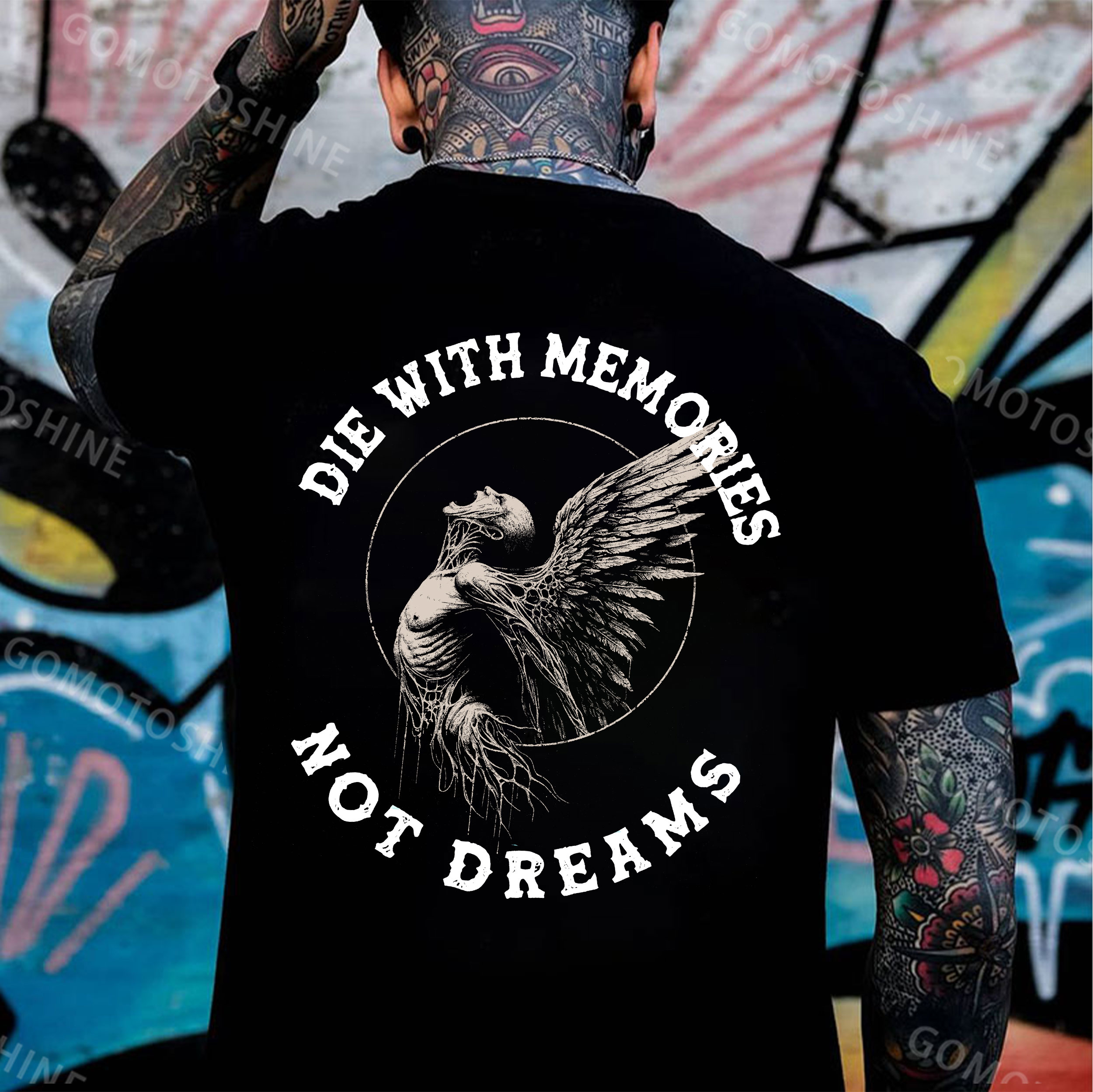 DIE WITH MEMORIES NOT DREAMS Angel Print Men's T-Shirt – gomotoshine
