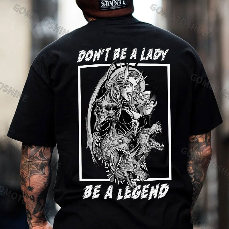 DON'T BE A LADY BE LEGEND Evil Witch&Three-headed Hellhound Print Men's ...