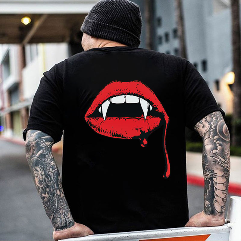 Fangs Lips Print Men's T-Shirt – gomotoshine