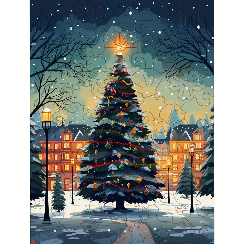 Snow Christmas Tree - Wooden Jigsaw Puzzles