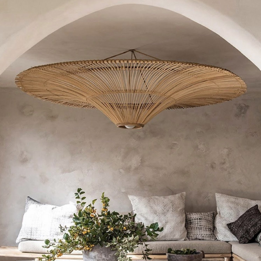 Southeast Asian Rattan Ceiling Lamps Retro Wabi-sabi Living room Chand