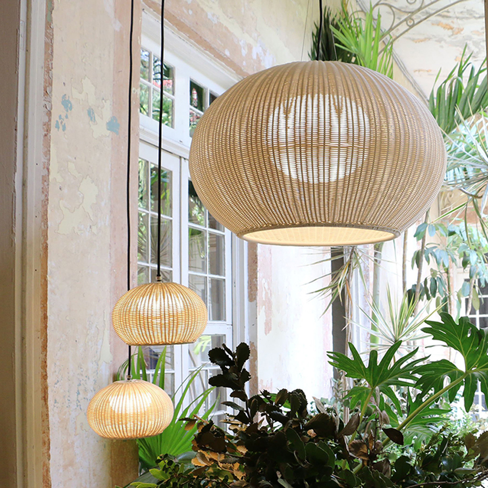 Outdoor Chandelier Waterproof Balcony Rattan Pendant Light Rain-proof ...