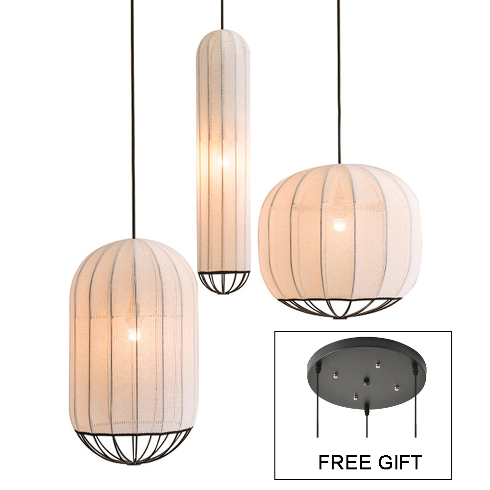 3 Lights Art Pendant Lamp Modern Minimalist Fabric Chandelier Creative