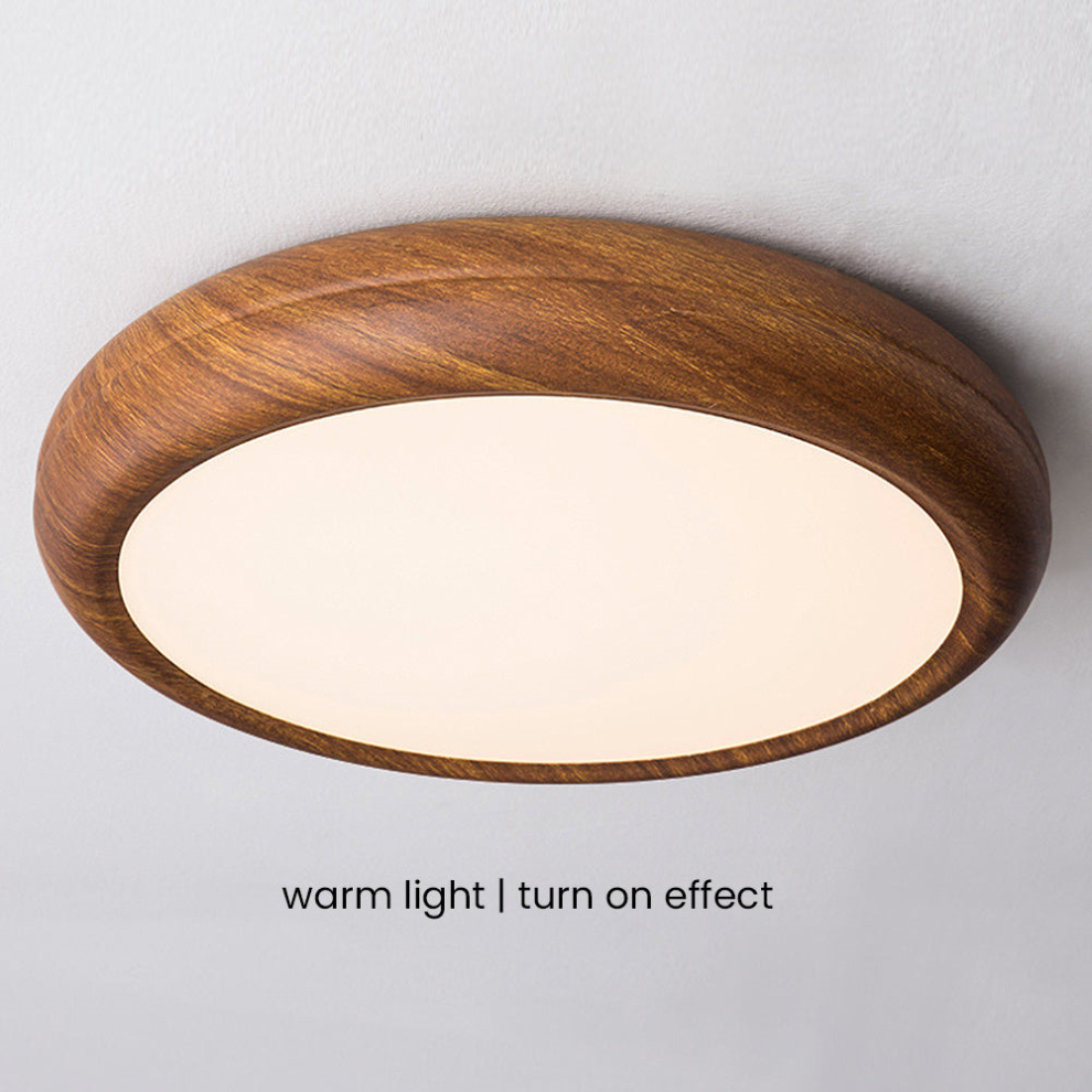 Nordic LED Round Walnut Bedroom Ceiling Lamp – Babodecor