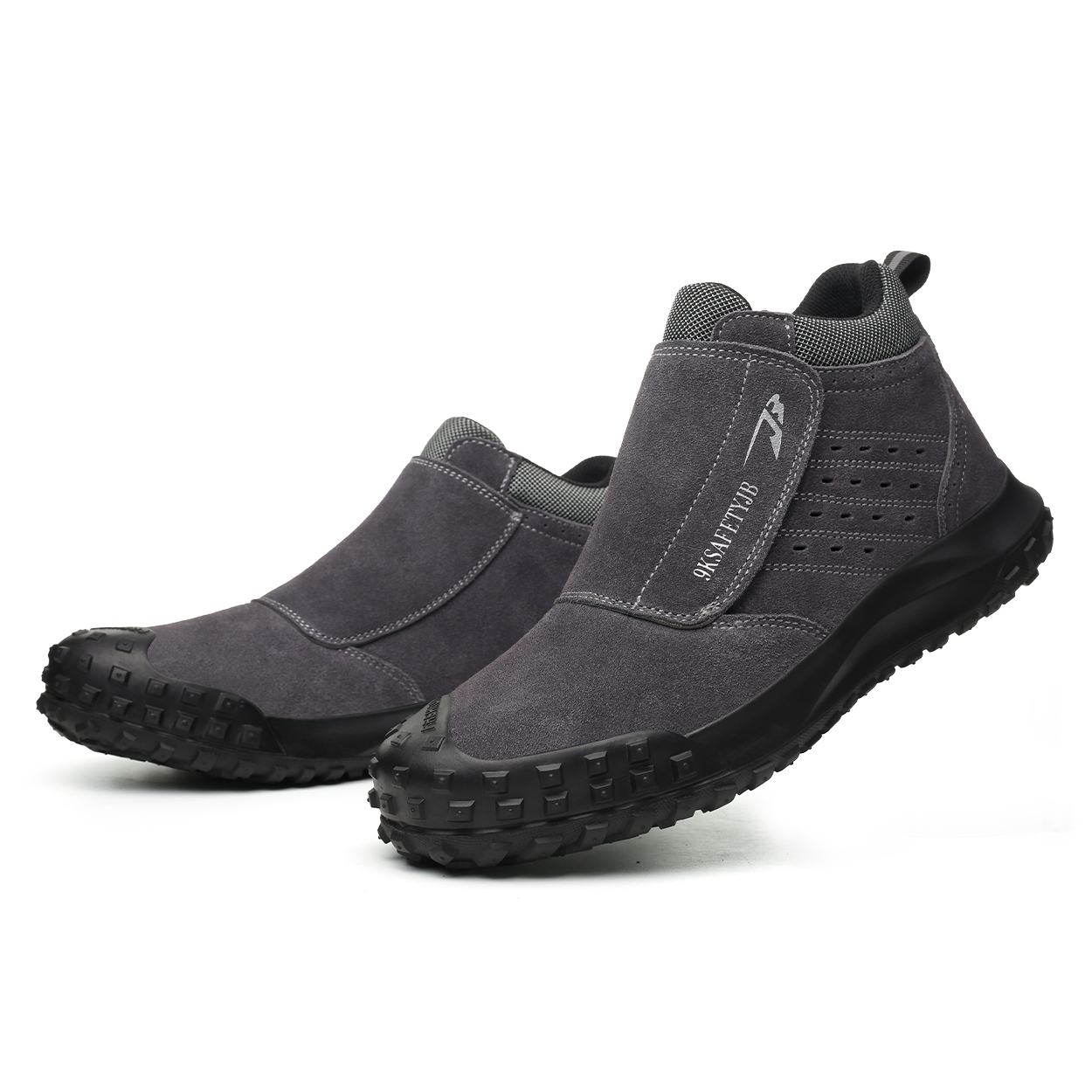 Laceless Suede Safety boots Fireproof Flower Waterproof Work Shoes ...
