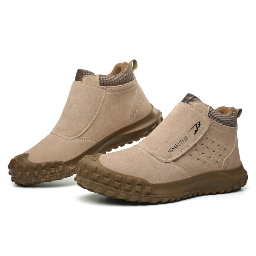 Laceless Suede Safety boots Fireproof Flower Waterproof Work Shoes ...