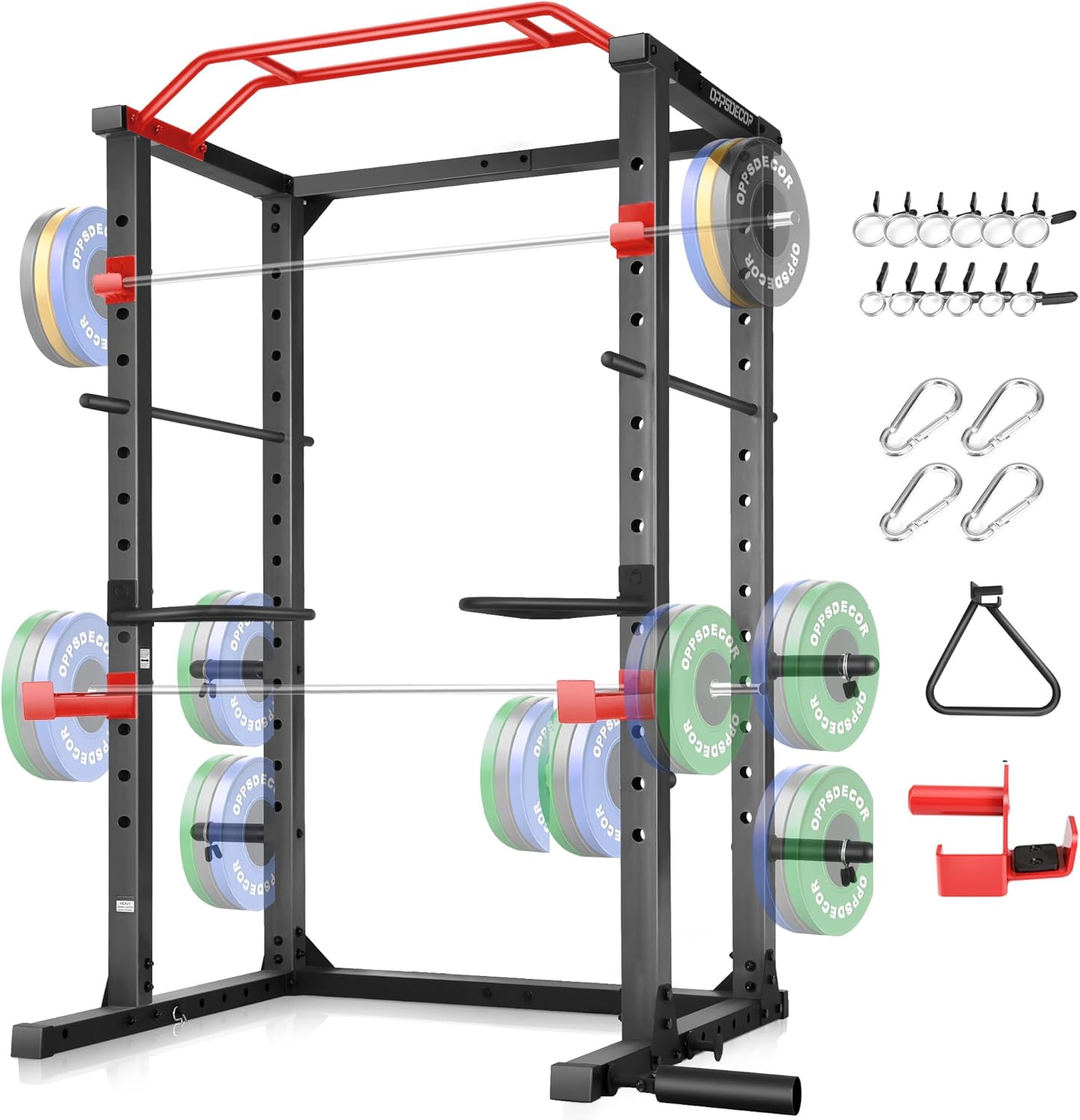 OPPSDECOR Power Cage, Multi-Function Power Rack with Adjustable Cable