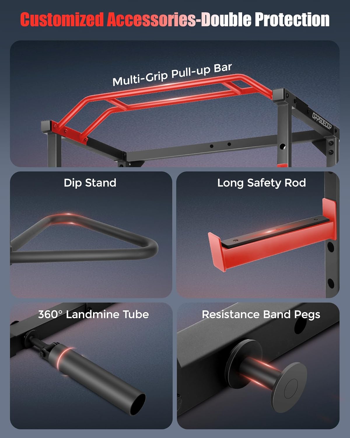 OPPSDECOR Power Cage, Multi-Function Power Rack with Adjustable Cable