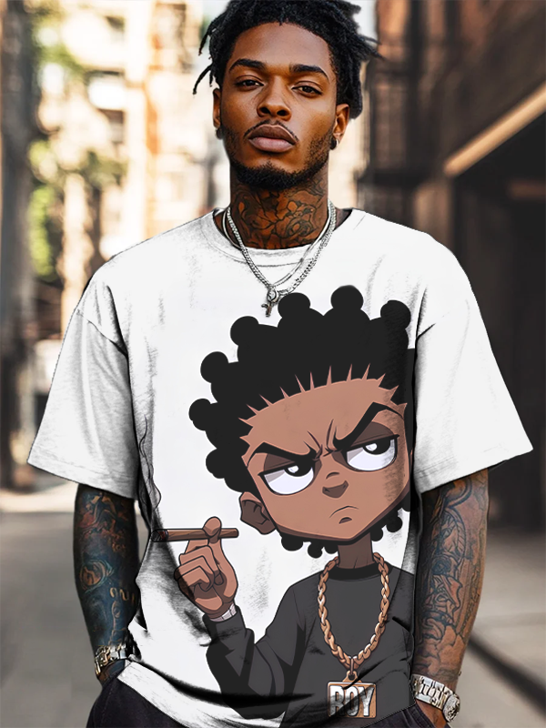 Men's Cartoon Black Boy Print T-Shirt – Styleame
