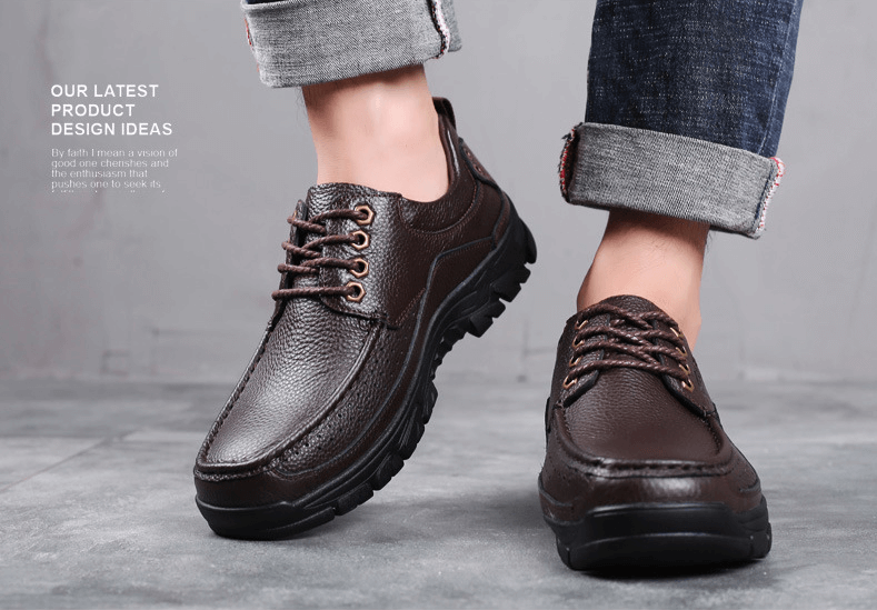 Mens Waterproof Non Slip Soft Sole Casual Genuine Leather Oxfords