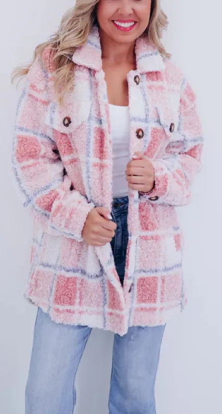 TEDDY PLAID SHERPA SHACKET