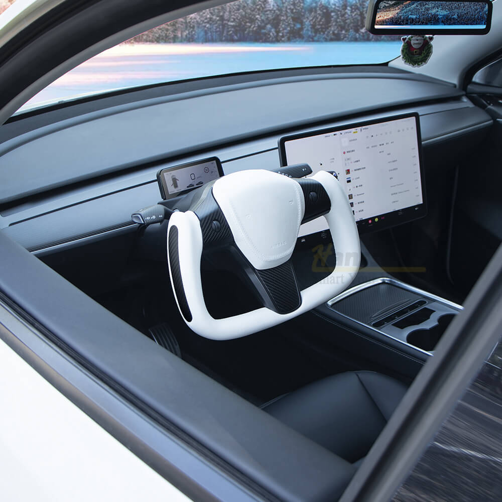 Tes studio-Model 3/Y Carbon Fiber Classic Yoke Style Steering Wheel ...
