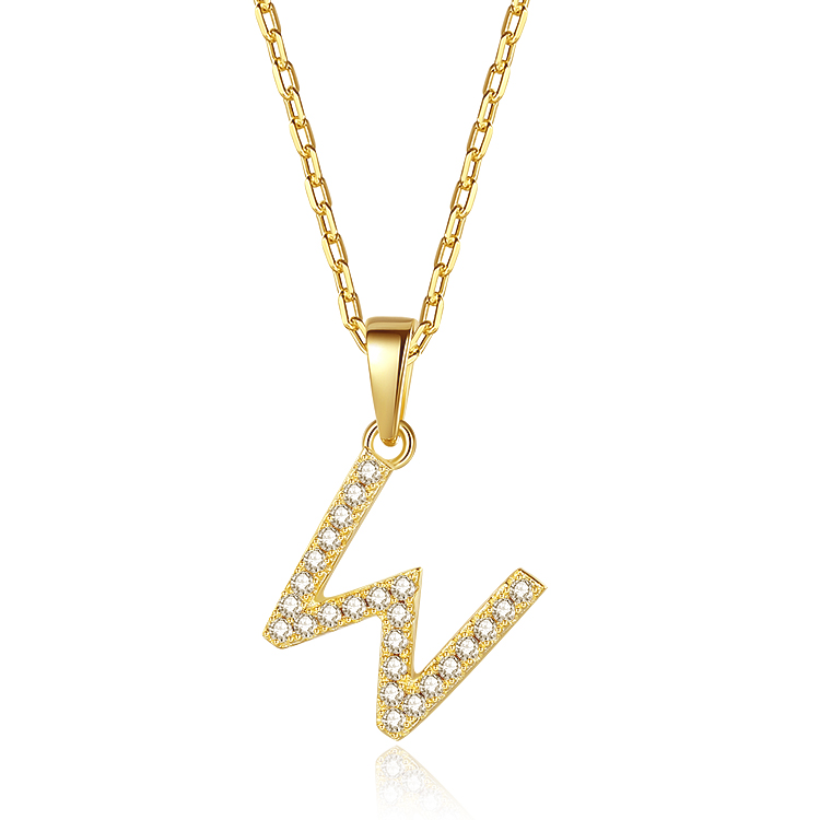 W letter pendant necklace SNS01464-amuse
