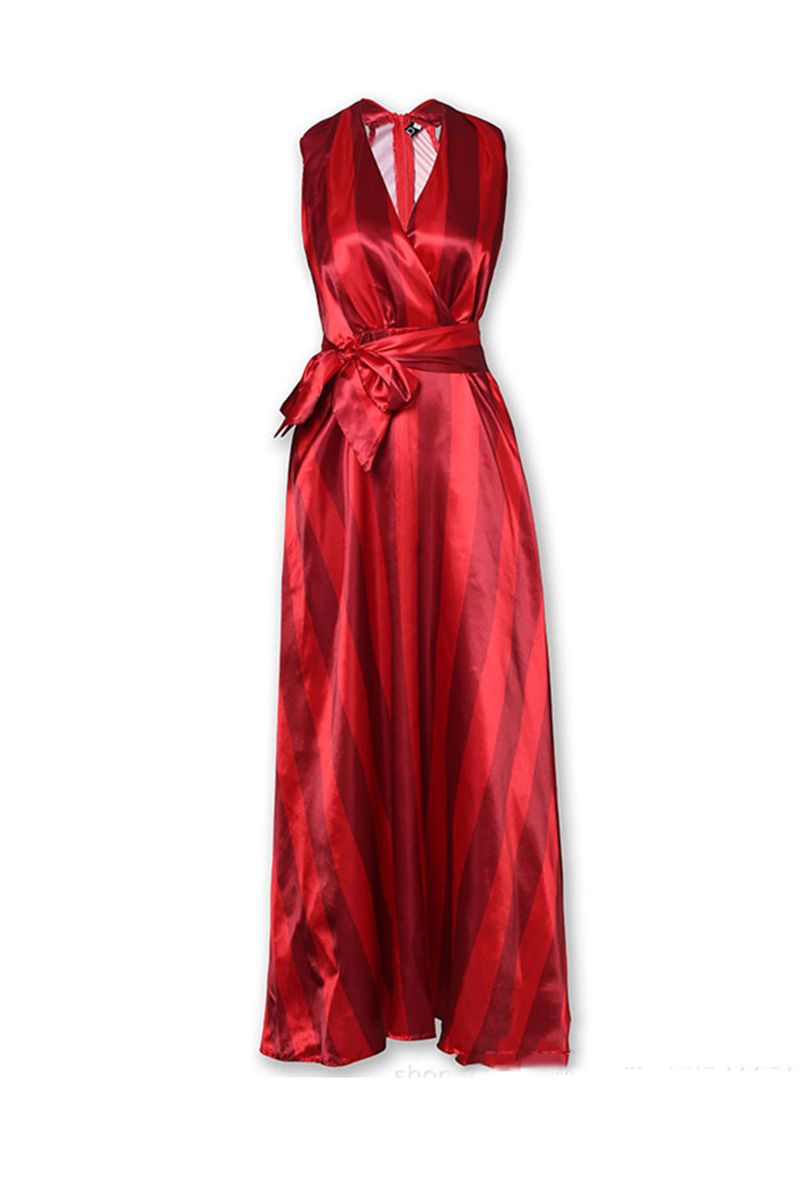 Caroline Elegant V-Neck Party A Line Maxi Dress