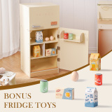 ROBUD Wooden Toy Fridge, Kids Play Kitchen Fridge with Accessories ...