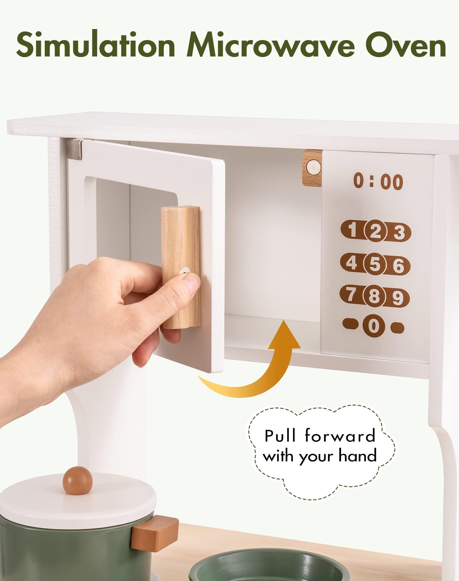 Kids Play Kitchen Set Wooden | Childrens Play Kitchen Toys Vintage ...