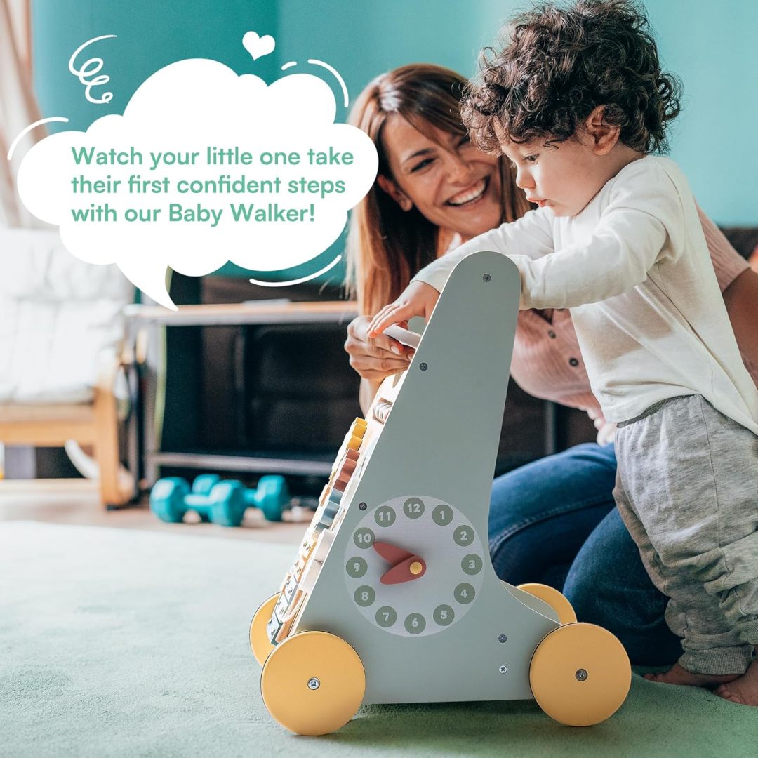 ROBUD Wooden Baby Push Walker with Wheels | Infant Push Walker Toys for ...