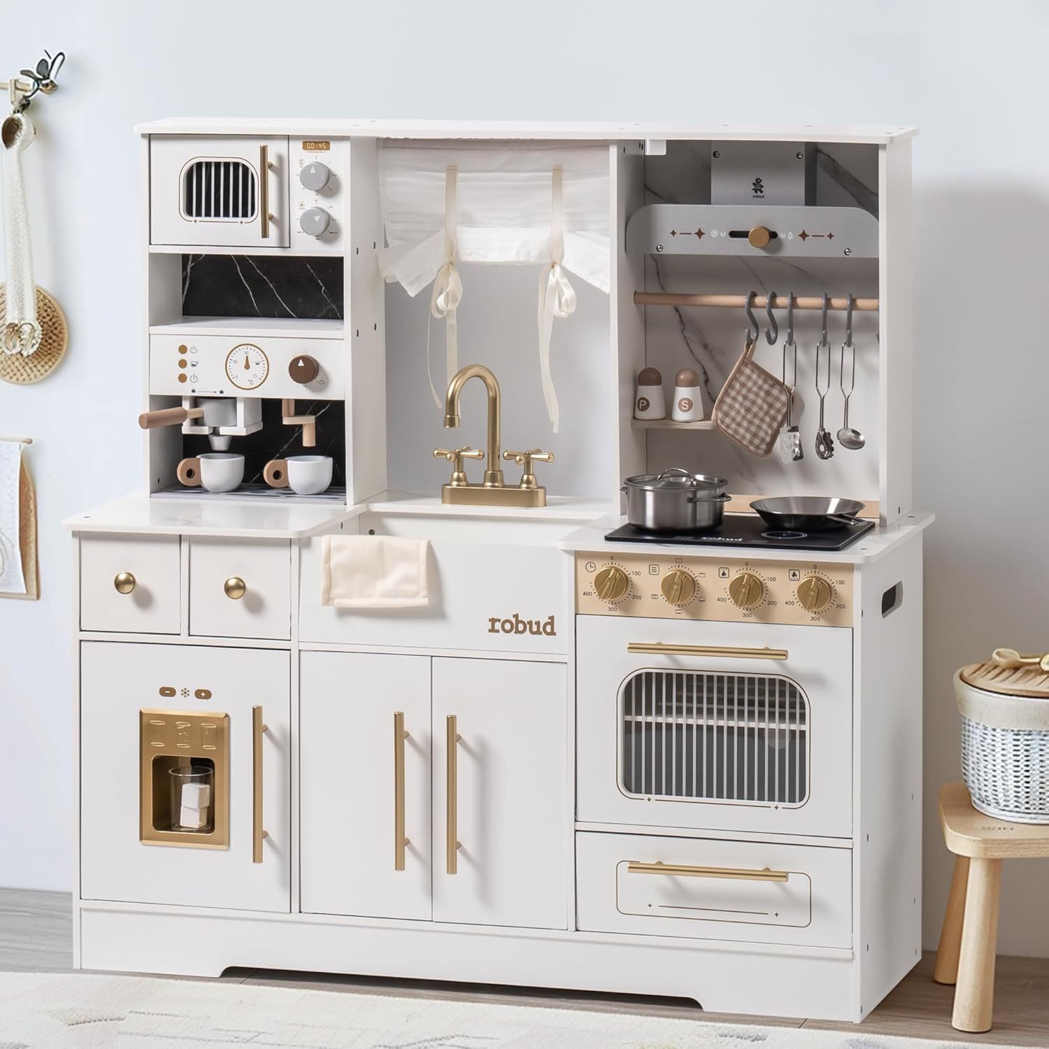 ROBUD Mordern Large Kitchen Play Set for Children with Oven, Ice Maker ...