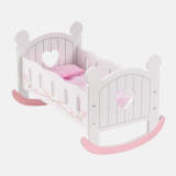 ROBUD Baby Doll Crib Wooden Doll Cradle with Bedding Doll Rocking ...