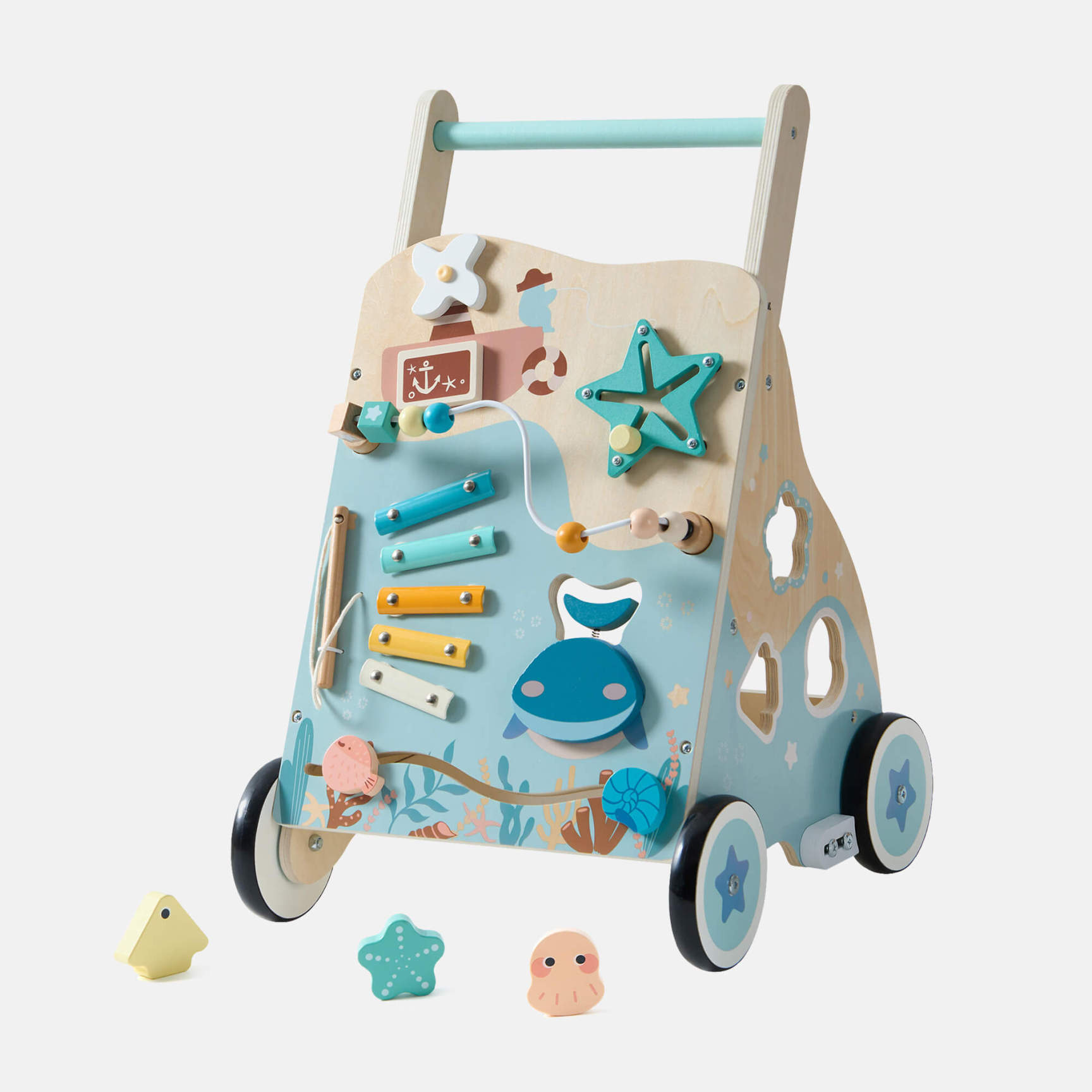 ROBUD Wooden Baby Push Walker Toy | Infant Activity Walker with 6-in-1 ...