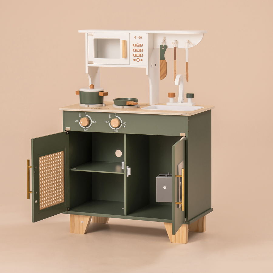 Kids Play Kitchen Set Wooden | Childrens Play Kitchen Toys Vintage ...