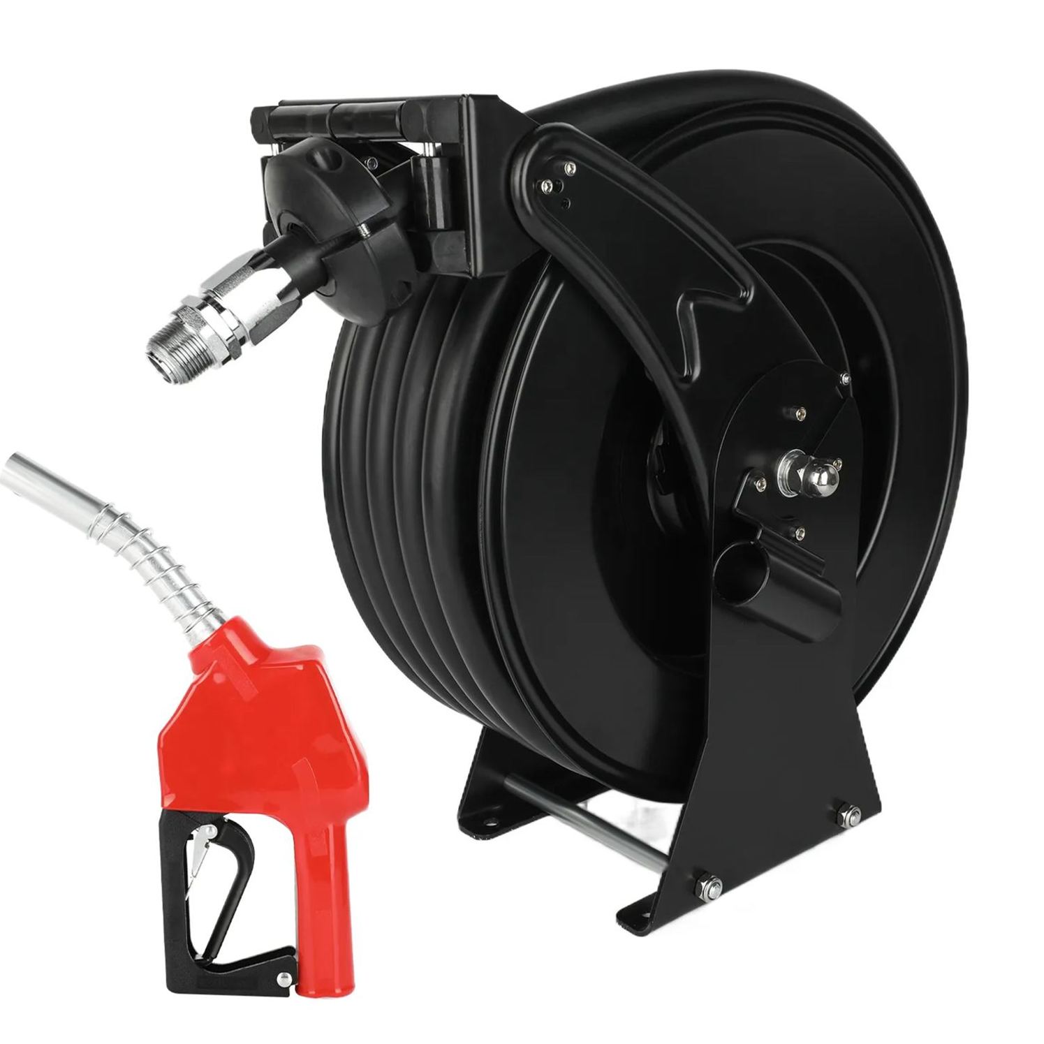 BreAro 3/4" x 50' Retractable Fuel Hose Reel with Automatic Nozzle ...