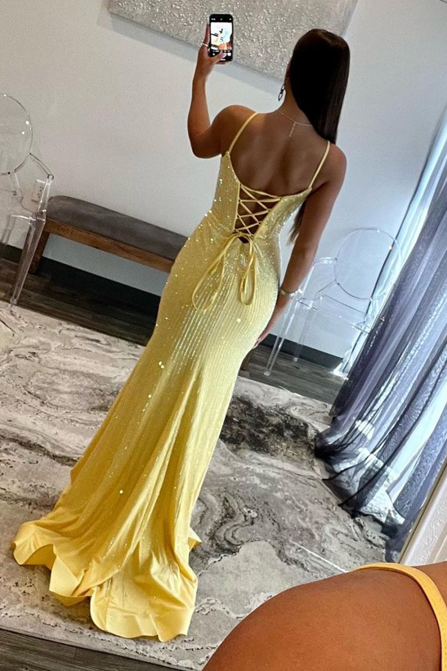 Berlinnova Sparkly Red Mermaid Spaghetti Straps Long Beaded Prom Dress ...