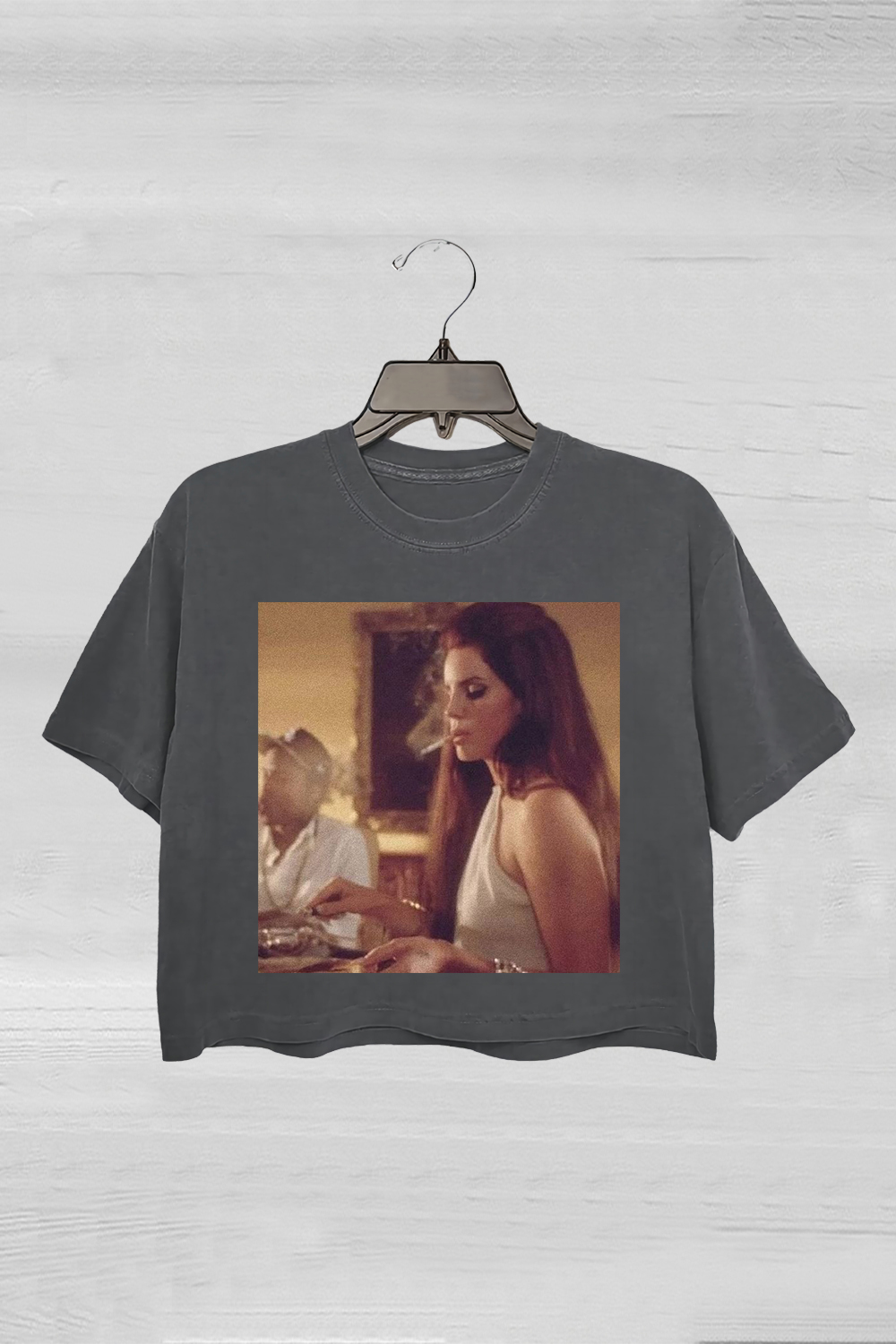 Retro Lana Del Rey Smoking Pattern Crop Top For Women