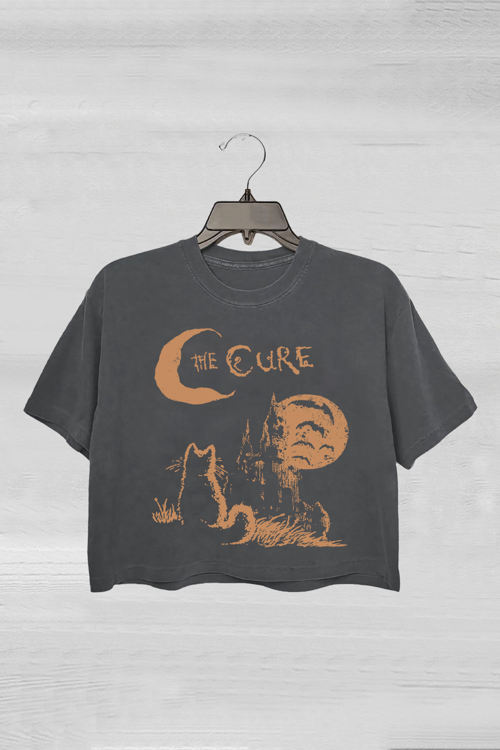The Cure Cat 90s Alt Indie Rock Crop Tee For Women