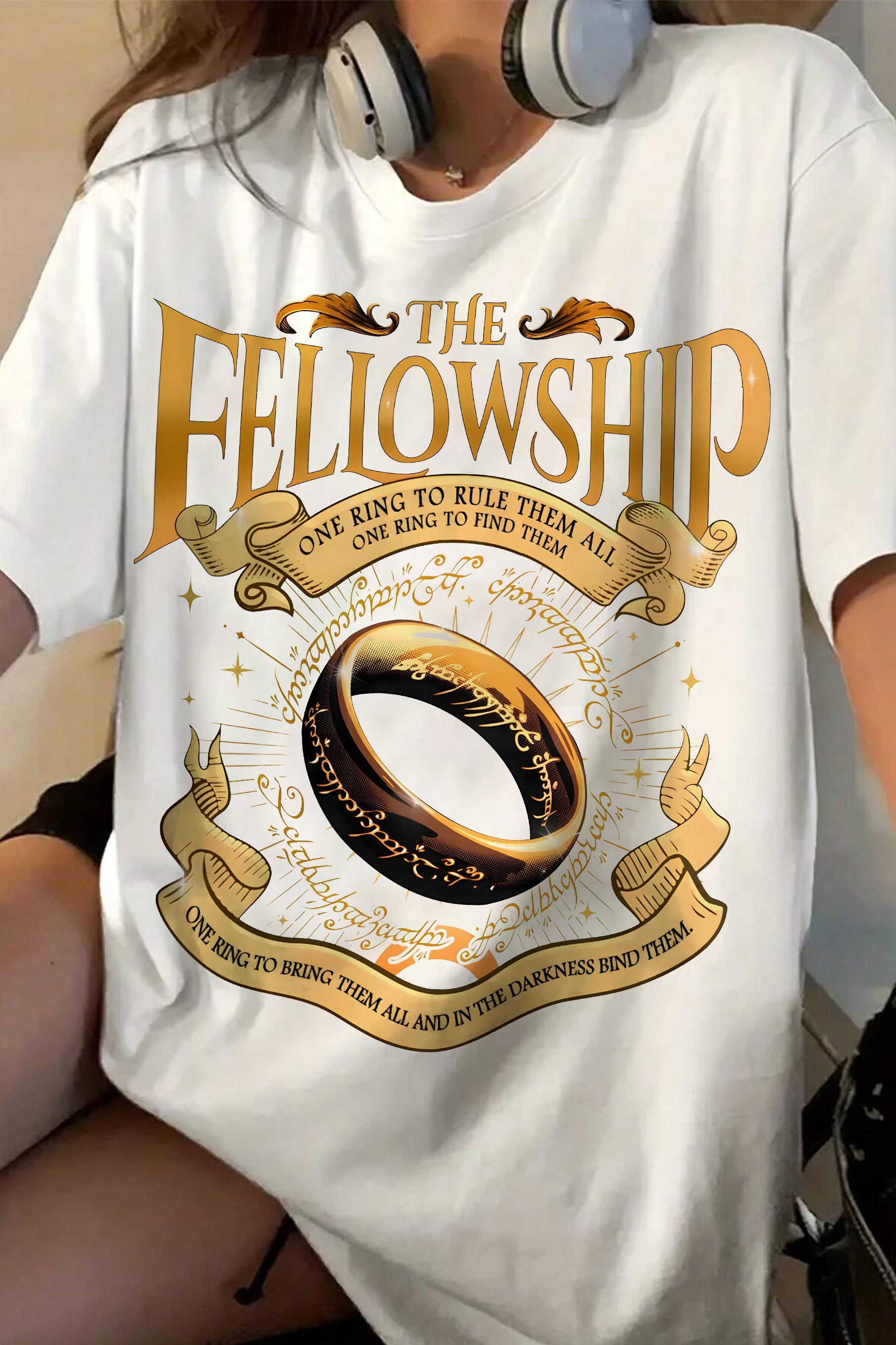 home lotr middle earth gold ring tee for women lotr middle earth gold ...