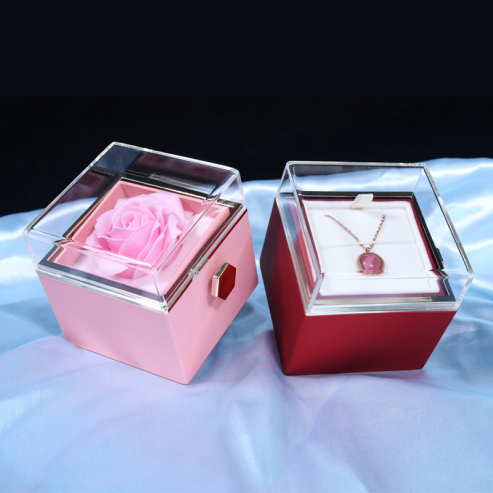 Rotatable Jewelry Box Enchanted Rose Jewelry Gift Package Red – Jessemade
