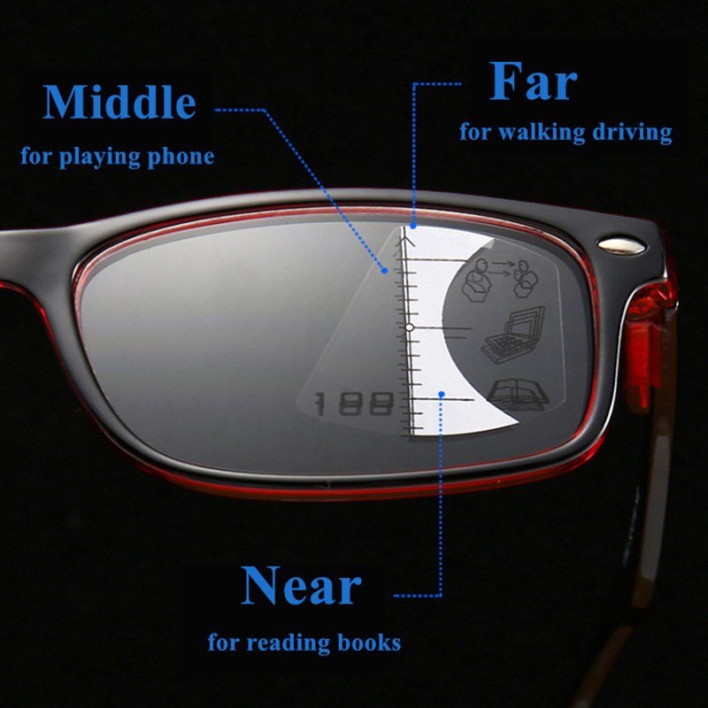 MULTI-FOCUS BLUE LIGHT PRESBYOPIC GLASSES SQUARE FULL FRAME – MANLYKICKS
