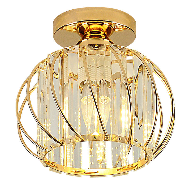 Round Crystal Ceiling Light for Aisle Hall Porch & Balcony | Lightzey
