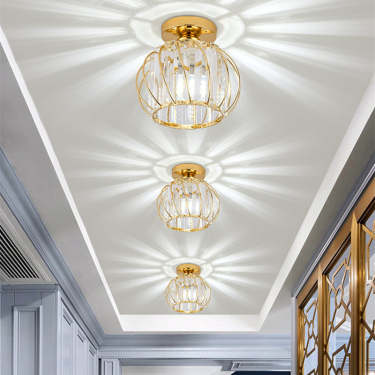 Round Crystal Ceiling Light for Aisle Hall Porch & Balcony | Lightzey
