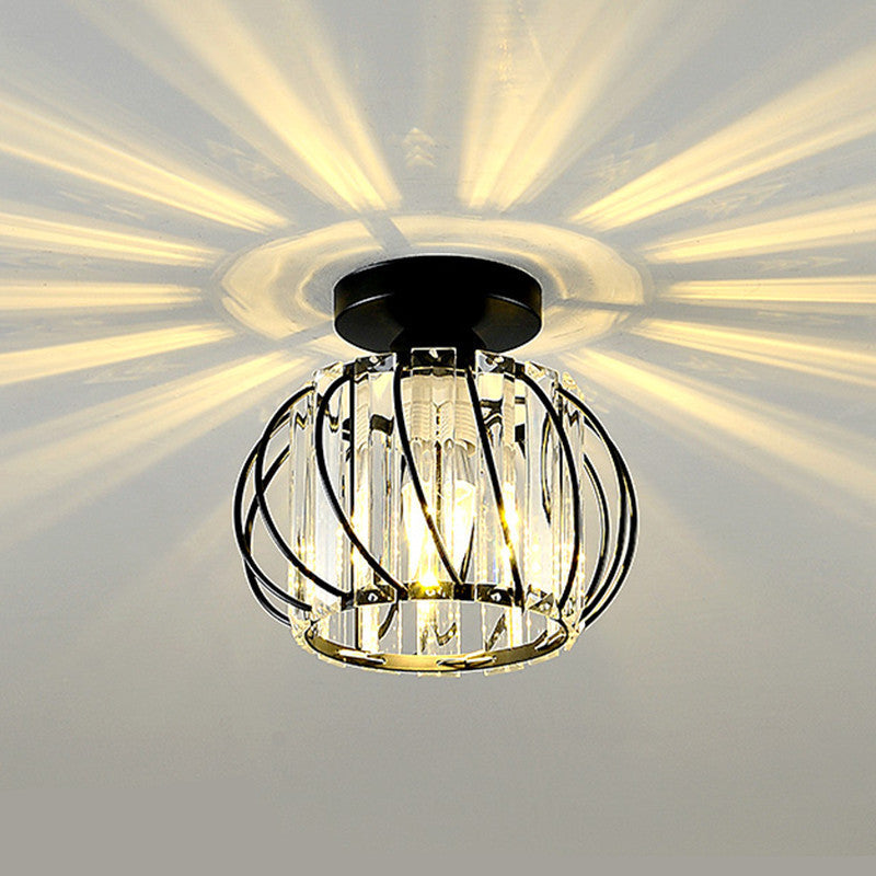 Round Crystal Ceiling Light for Aisle Hall Porch & Balcony | Lightzey