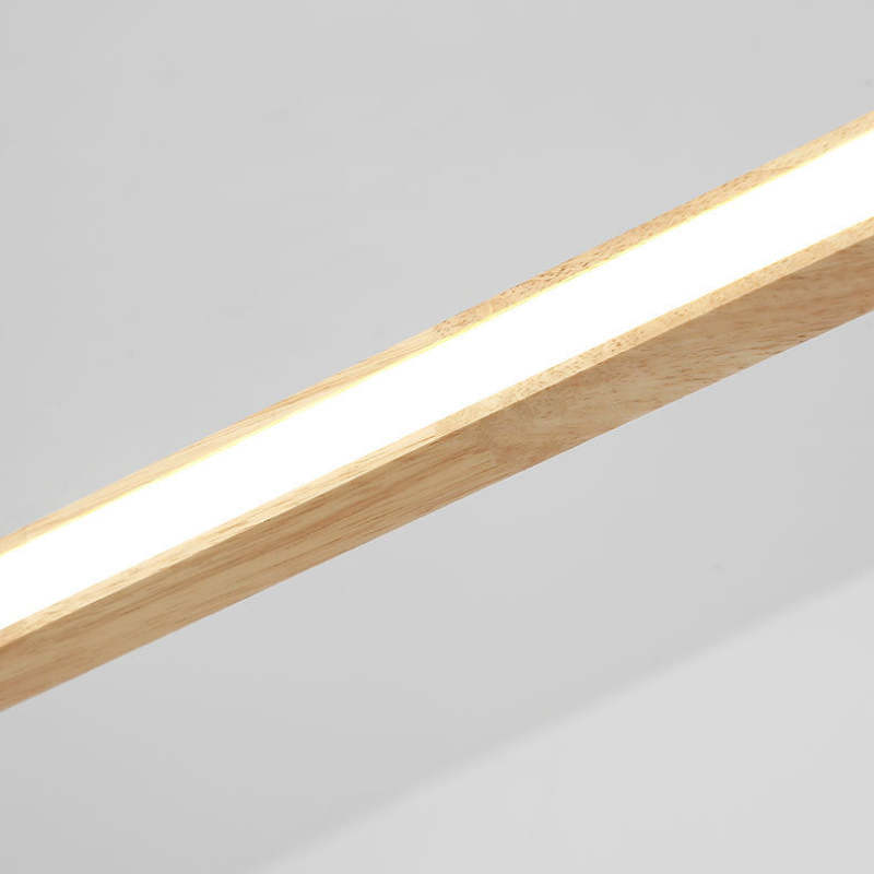 Nordic Log Wooden Led Strip Linear Pendant Lamp For Dining Room | Lightzey