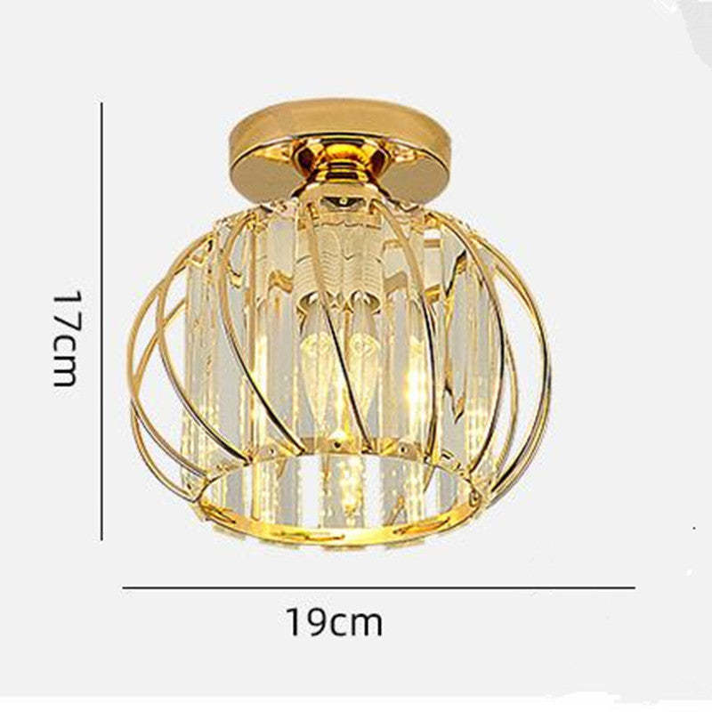 Round Crystal Ceiling Light for Aisle Hall Porch & Balcony | Lightzey