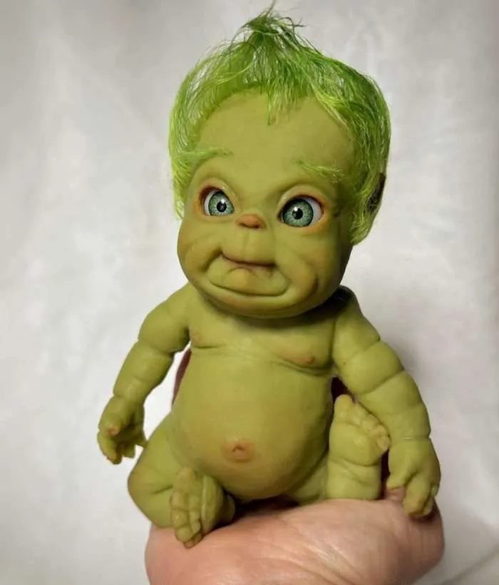 Tiny Baby Grinch Realistic Silicone Art Doll