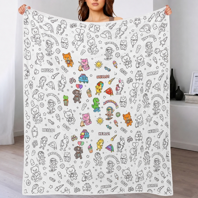 DIY Coloring Blanket with 24 Colors Markers, Color Your Own Blankets ...