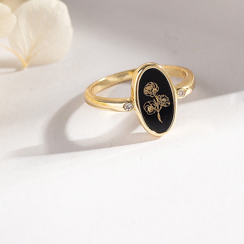 Personalized 1-4 Birth Month Flower Ring